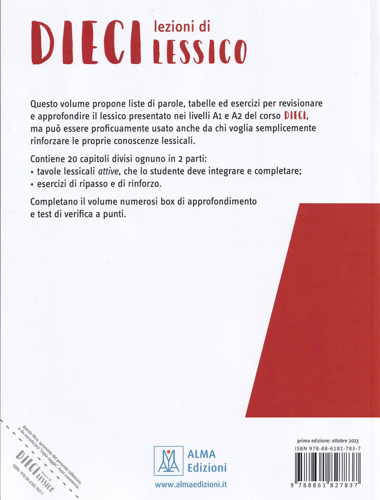 DIECI lezioni di lessico - A1/A2 - 9788861827837 - Bay Language Books
