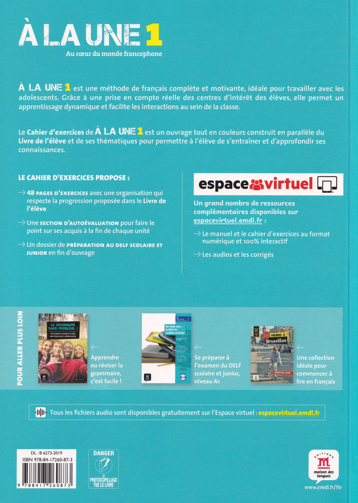 À la une 1 - Cahier d’exercices + online audio (A1) - 9788417260873 ...
