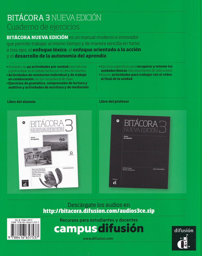 Bitacora 3 - Cuaderno de ejercicios + MP3 (B1) - 9788416657537 - Bay Language Books