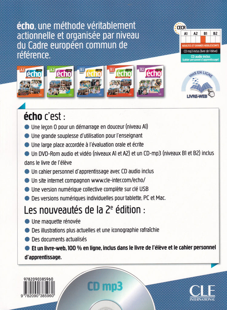 Echo - Niveau B1.1 - Livre de l'élève + CD - 9782090385960 - Bay Language Books