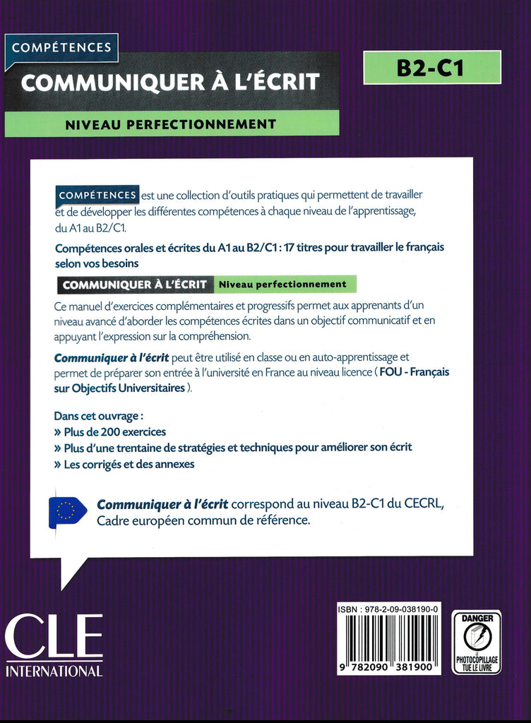 Compétences: Mieux communiquer à l'écrit - Livre B2/C1 - 9782090381900 - Bay Language Books