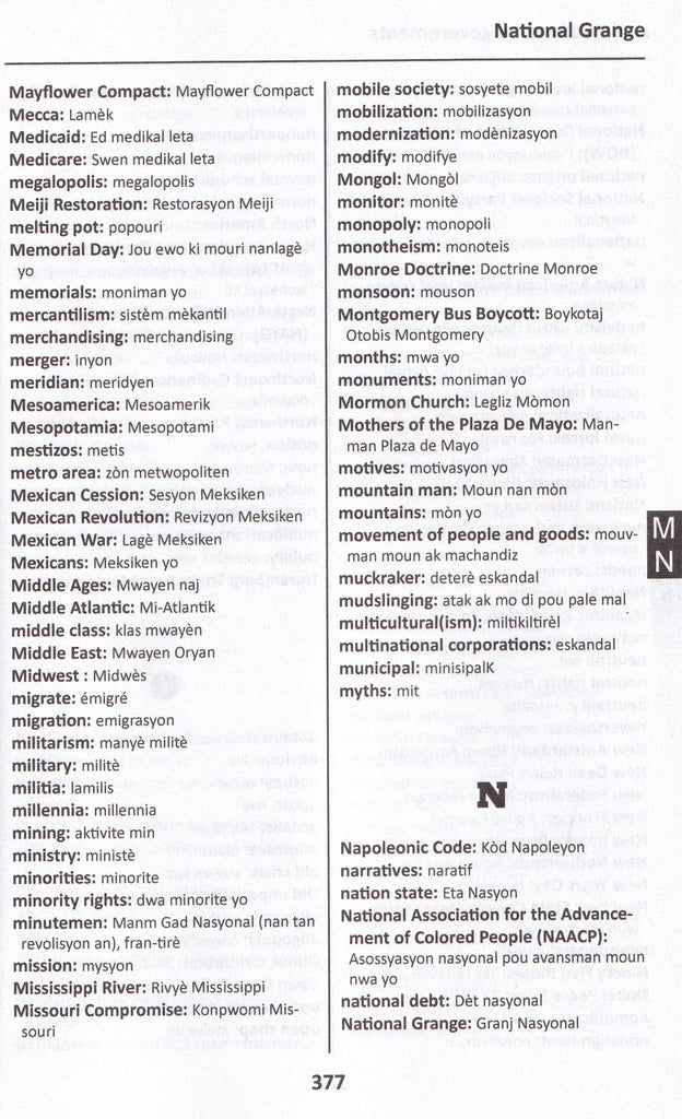 Haitian/ Creole - Maths, Science & Social Studies SUBJECT VOCABULARY ...