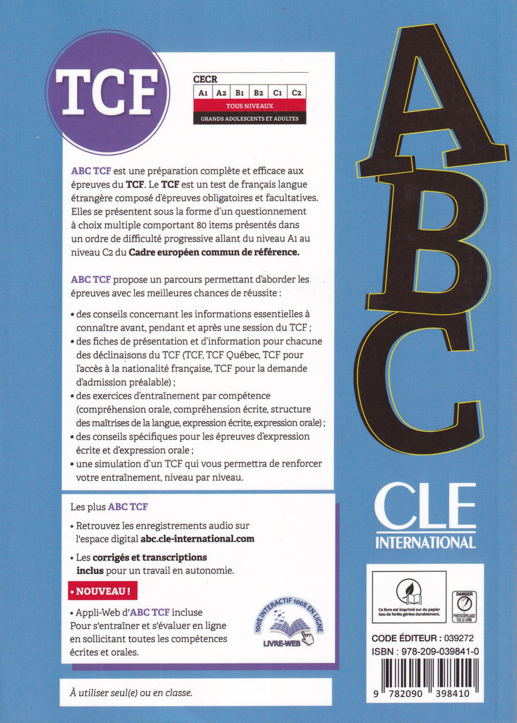 ABC TCF - Tous niveaux + Audio téléchargeable - 9782090398410 - Bay ...