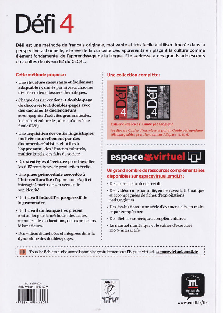 Defi 4 : Livre de l'eleve + audio MP3. B2 - 9788416943609 - Bay ...