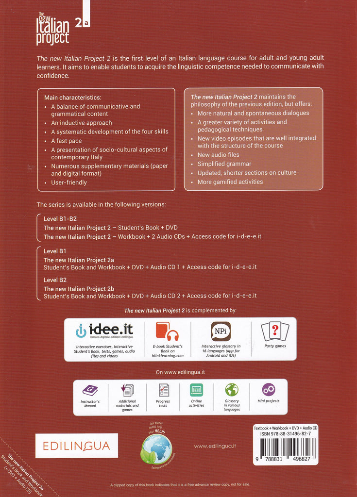 The new Italian Project 2a + online access + audio + DVD 9788831496827 ...