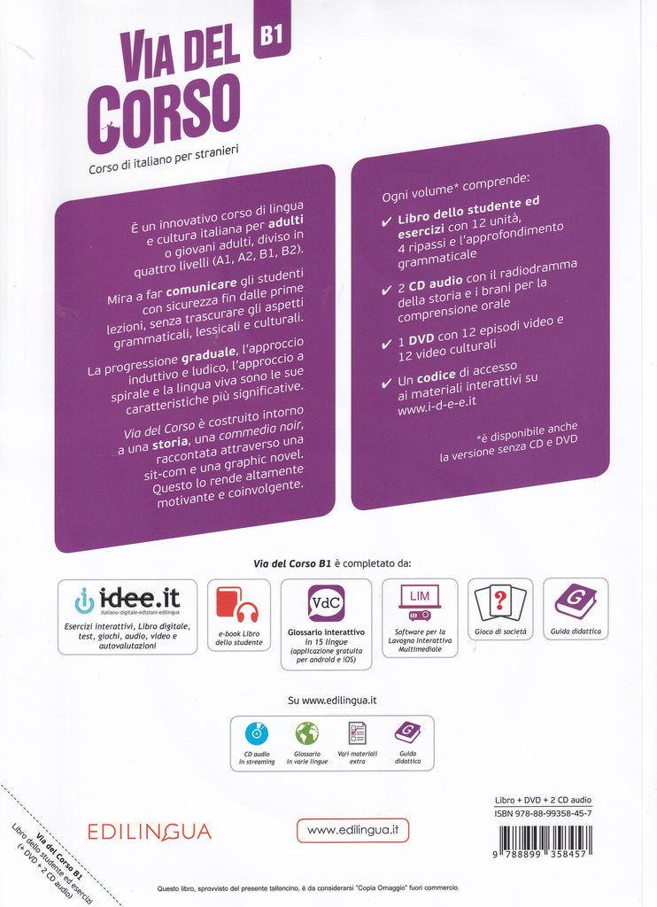 Via del Corso B1 Libro dello studente ed esercizi - 9788899358457 - Bay ...