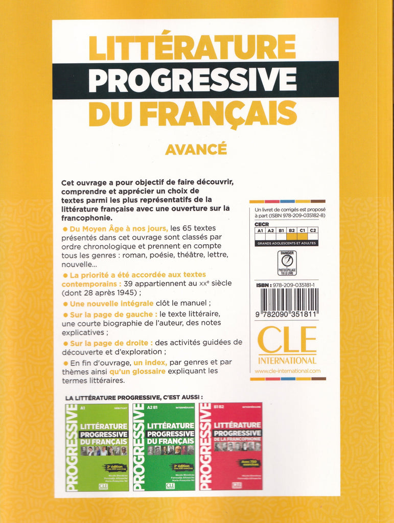 Littérature progressive du français avancé B2/C1 - 9782090351811 - Bay ...