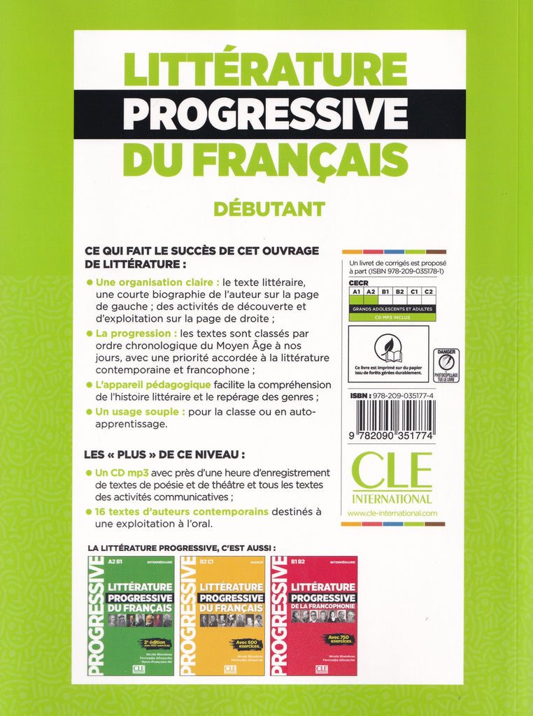 Littérature progressive du français débutant A1/A2 +CD - 9782090351774 ...