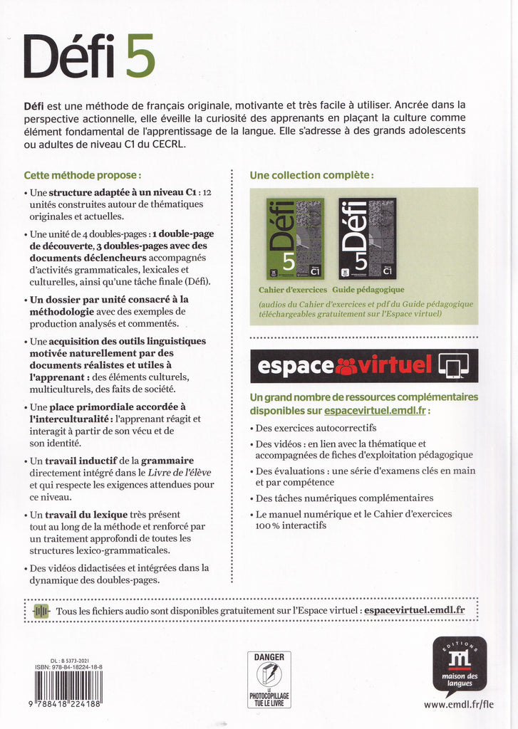 Défi 5 – Livre de l’élève + audio MP3 - 9788418224188 - Bay Language Books