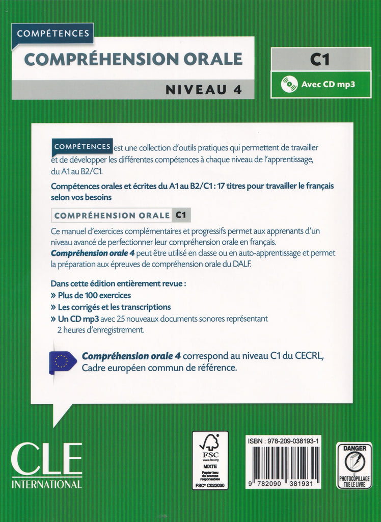 Competences: Compréhension orale 4 - Niveau C1 + CD - Bay Language Books