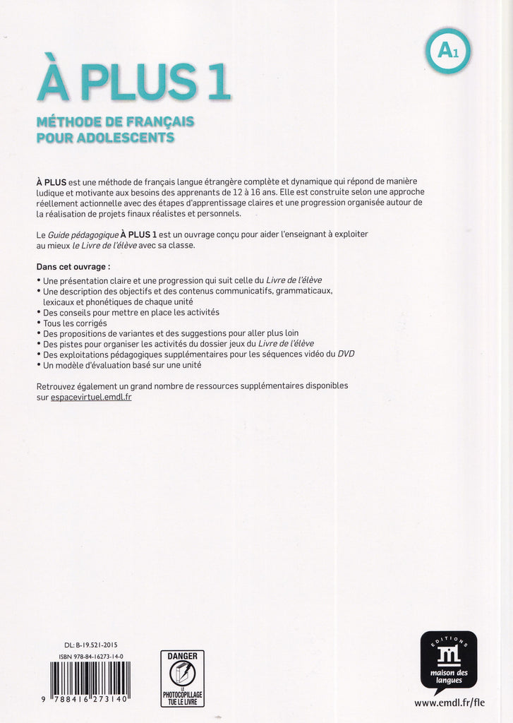 À plus 1 – Guide pédagogique (A1) - 9788416273140 - Bay Language Books