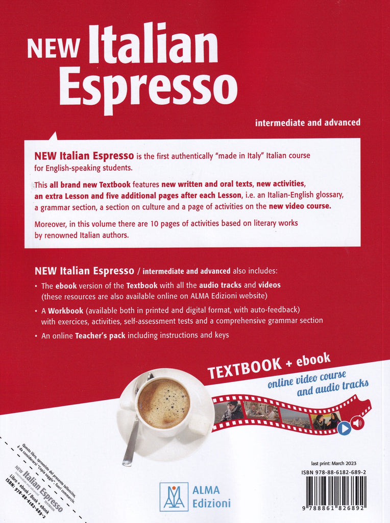 NEW Italian Espresso intermediate/advanced Book + ebook. 9788861826892 ...