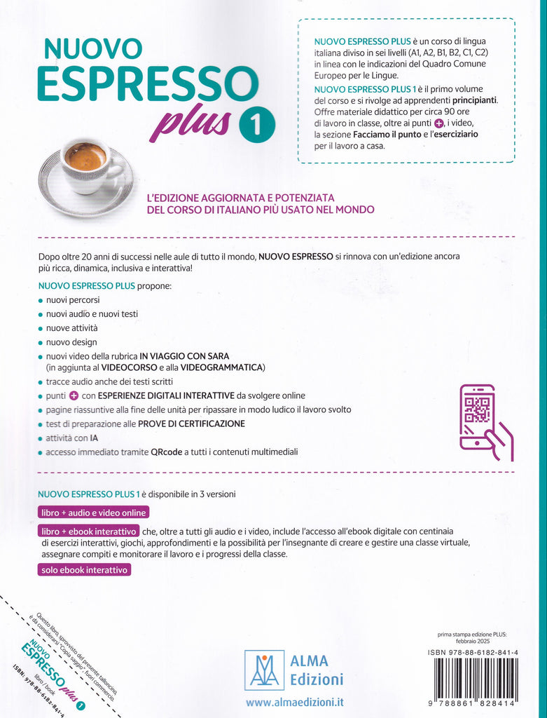 NUOVO Espresso plus 1 - book + audio + video. A1 - 9788861828414 - Bay ...
