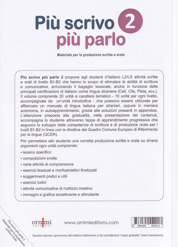 Più scrivo più parlo 2 (B1-B2) - 9786185554217 - Bay Language Books
