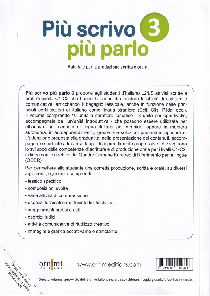 Più scrivo più parlo 3. C1-C2 - 9786185554316 - Bay Language Books