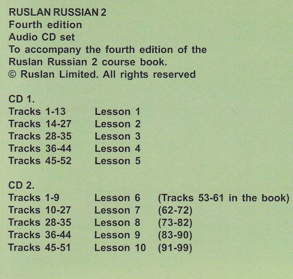 Ruslan Russian 2: 2 audio CDs only - Bay Language Books